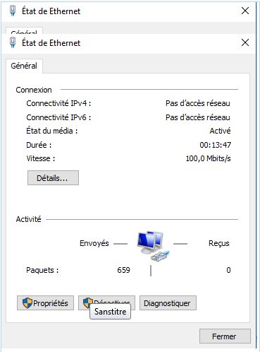 Ethernet pas de connexion ip valide - Communauté Orange