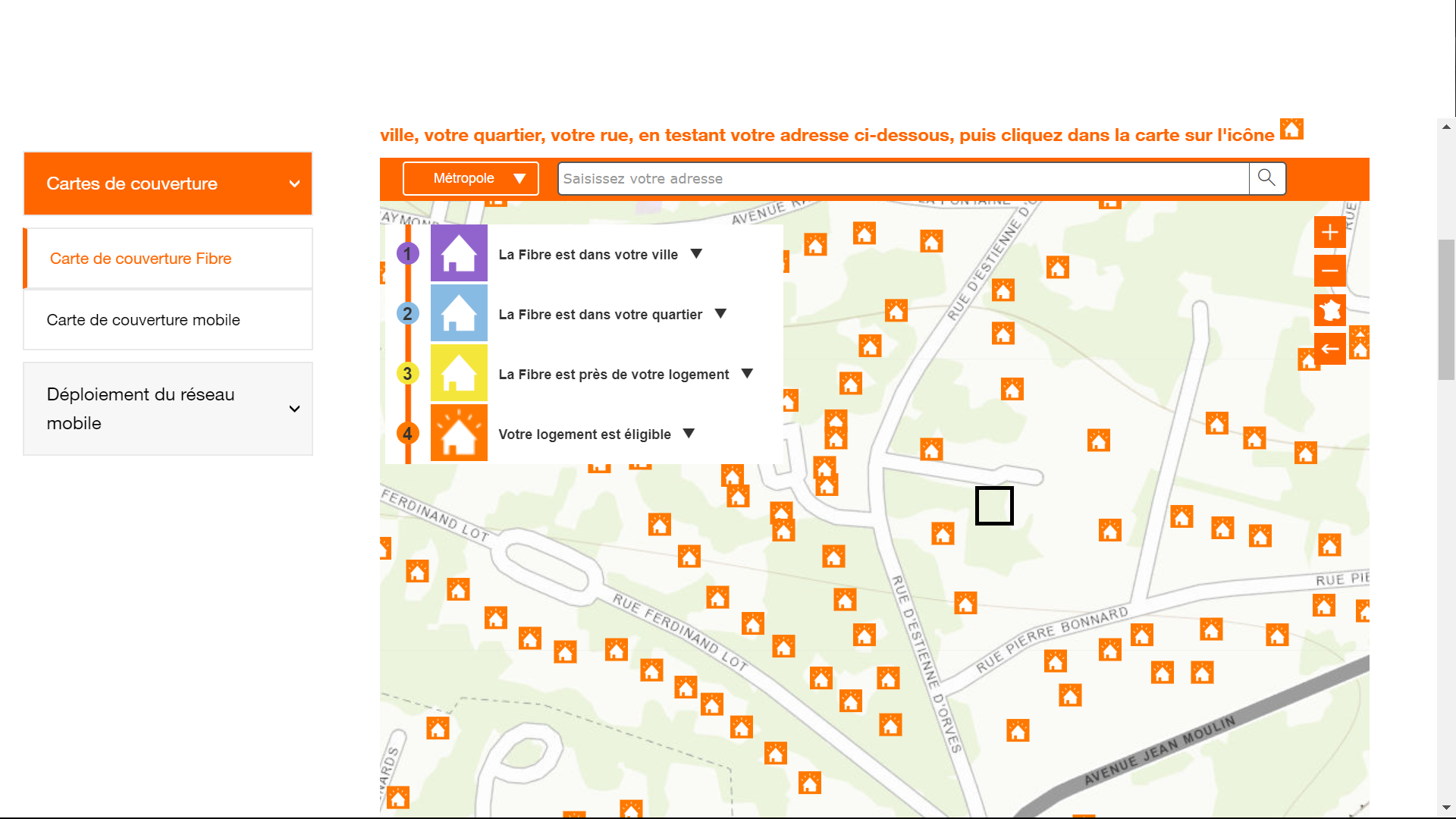 Maison non répertoriée sur plan ORANGE FIBRE - Communauté Orange