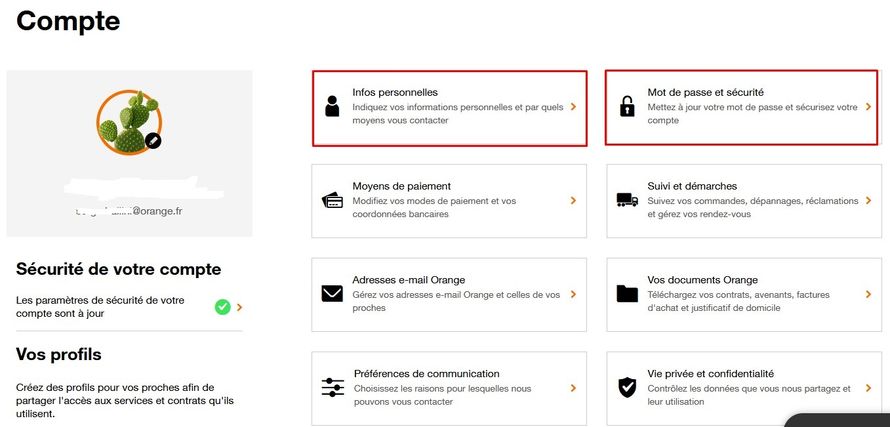Abonnement / Compte / Adresse / Principale / Secon... - Communauté Orange