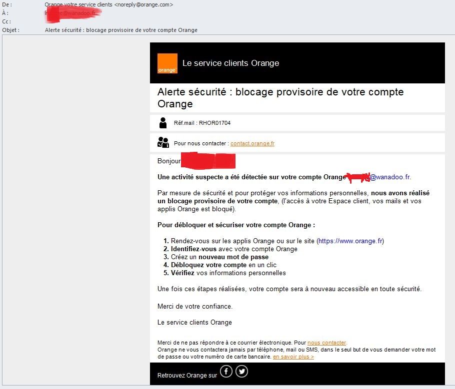 Résolu : Alerte sécurité : blocage provisoire de votre comp ...